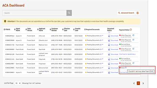 ACA Dashboard UI Changes - Payment Status Column is Live on ...